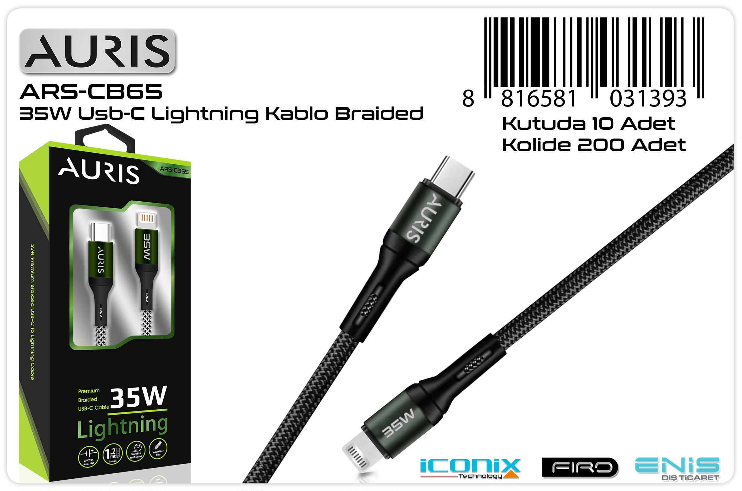 Auris CB65 Usb-C To Lightning Şarj ve Data Kablosu Fiyatı ve Özellikleri