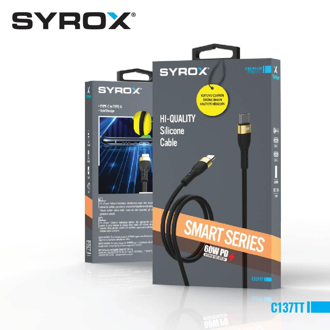 Syrox C137TT Type-C to Type-C 60WPD Hızlı Şarj Kablosu Yüksek Kalitel ...